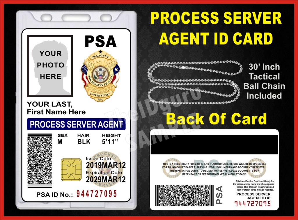 Process Server Agent ID Card Custom with your PHOTO and LOGO or Badge ...