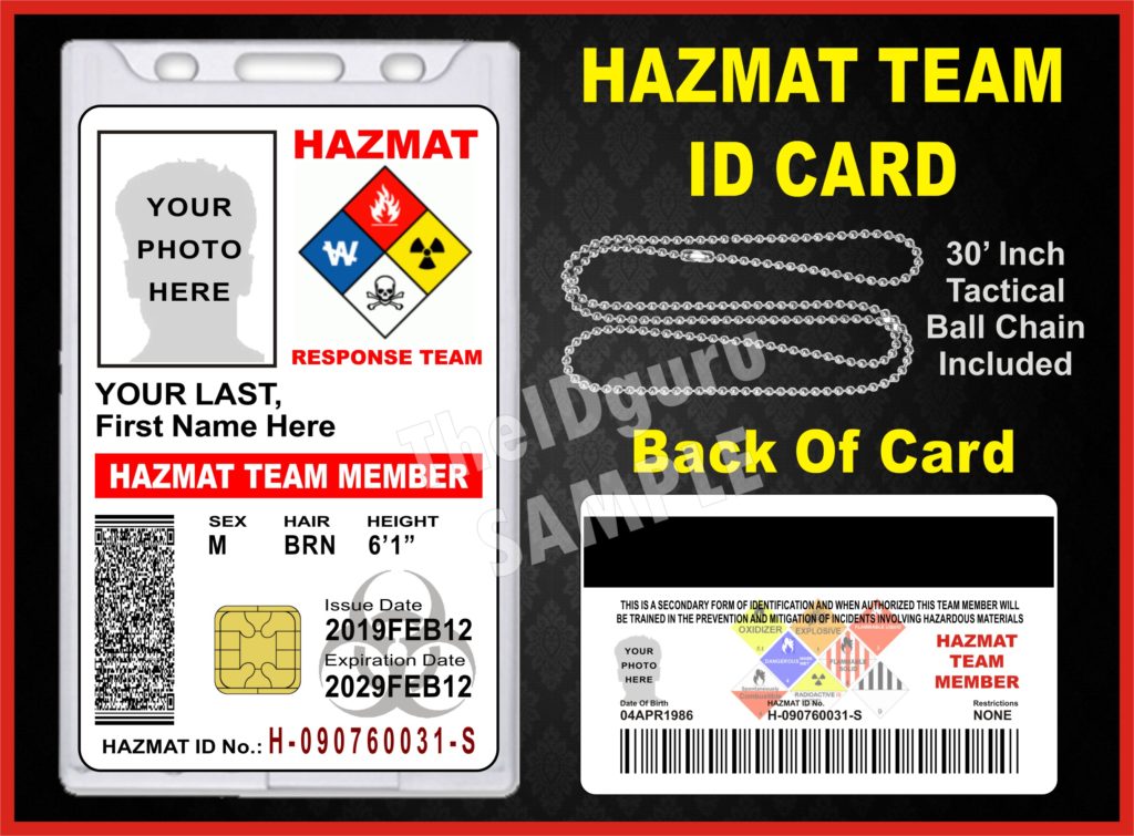 Hazmat ID Card Custom with your PHOTO and LOGO or Badge Graphic | The ...