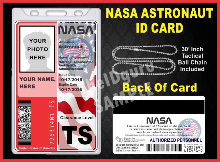 NASA Astronaut ID Card Custom with your PHOTO and LOGO or GRAPHIC | The ...
