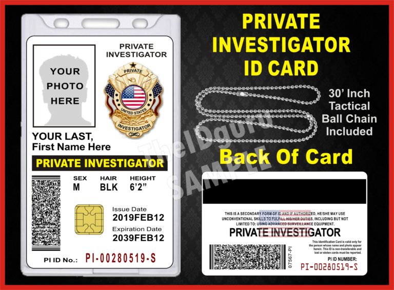 Private Investigator (PI) ID Card Custom with your PHOTO and LOGO or ...