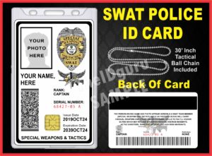 SWAT Police ID Card Custom with your PHOTO and LOGO or BADGE GRAPHIC ...
