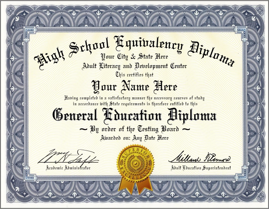 GED General Education Diploma (High School Equivalency) Blue – Very ...