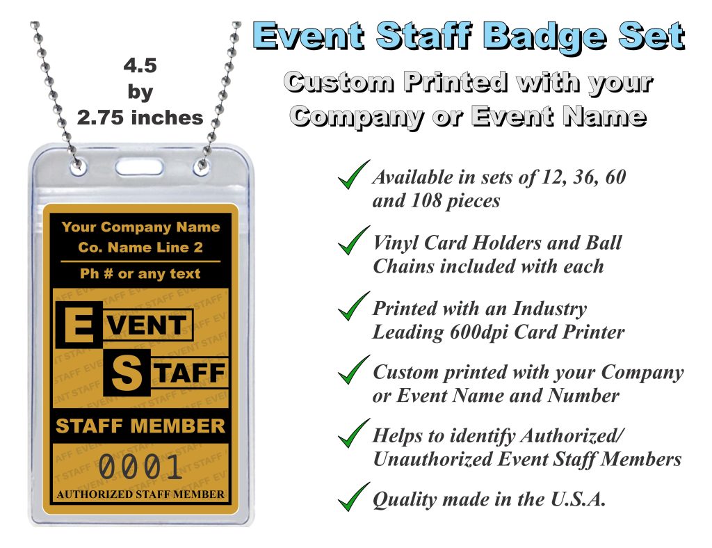 Event Staff Badge Set – PVC Plastic (Custom Printed with Your Company ...